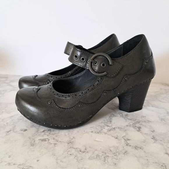 Dansko | Shoes | Dansko Nevin Pewter Leather Mary Jane Heels Retro ...